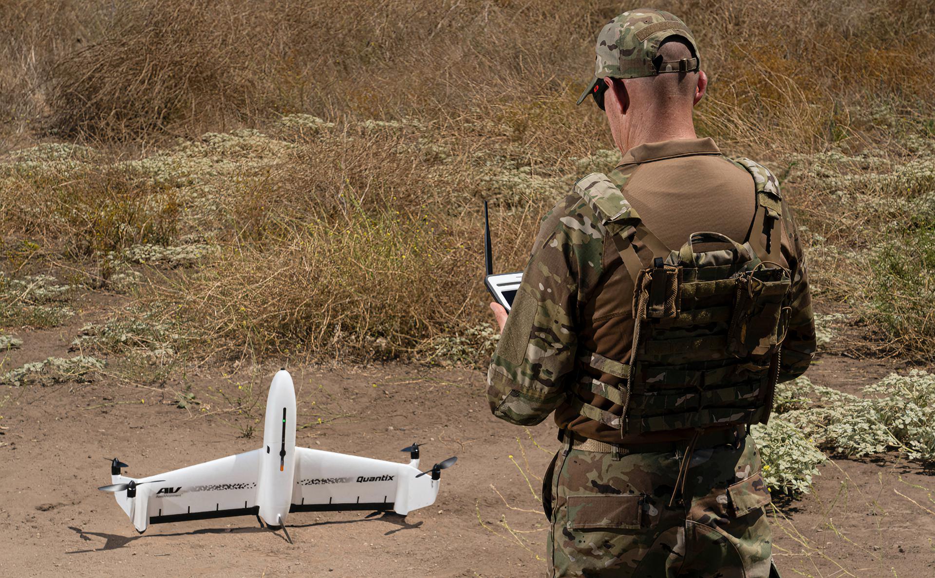 A rare Quantix Recon reconnaissance UAV from Aerovironment was spotted ...