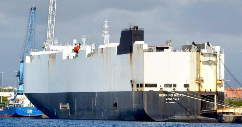 Fire on the car carrier Morning Midas in the Pacific Ocean